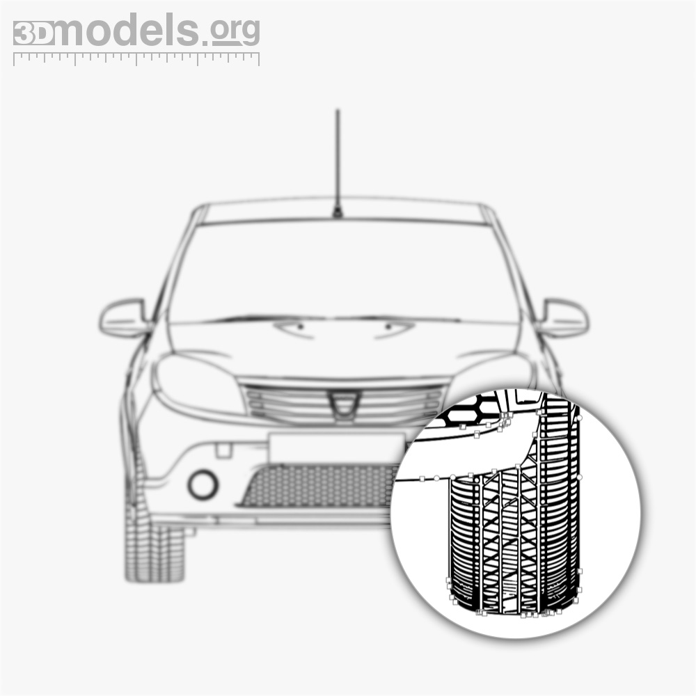 Dacia Sandero 2013 Vector Blueprint - 3DModels.org