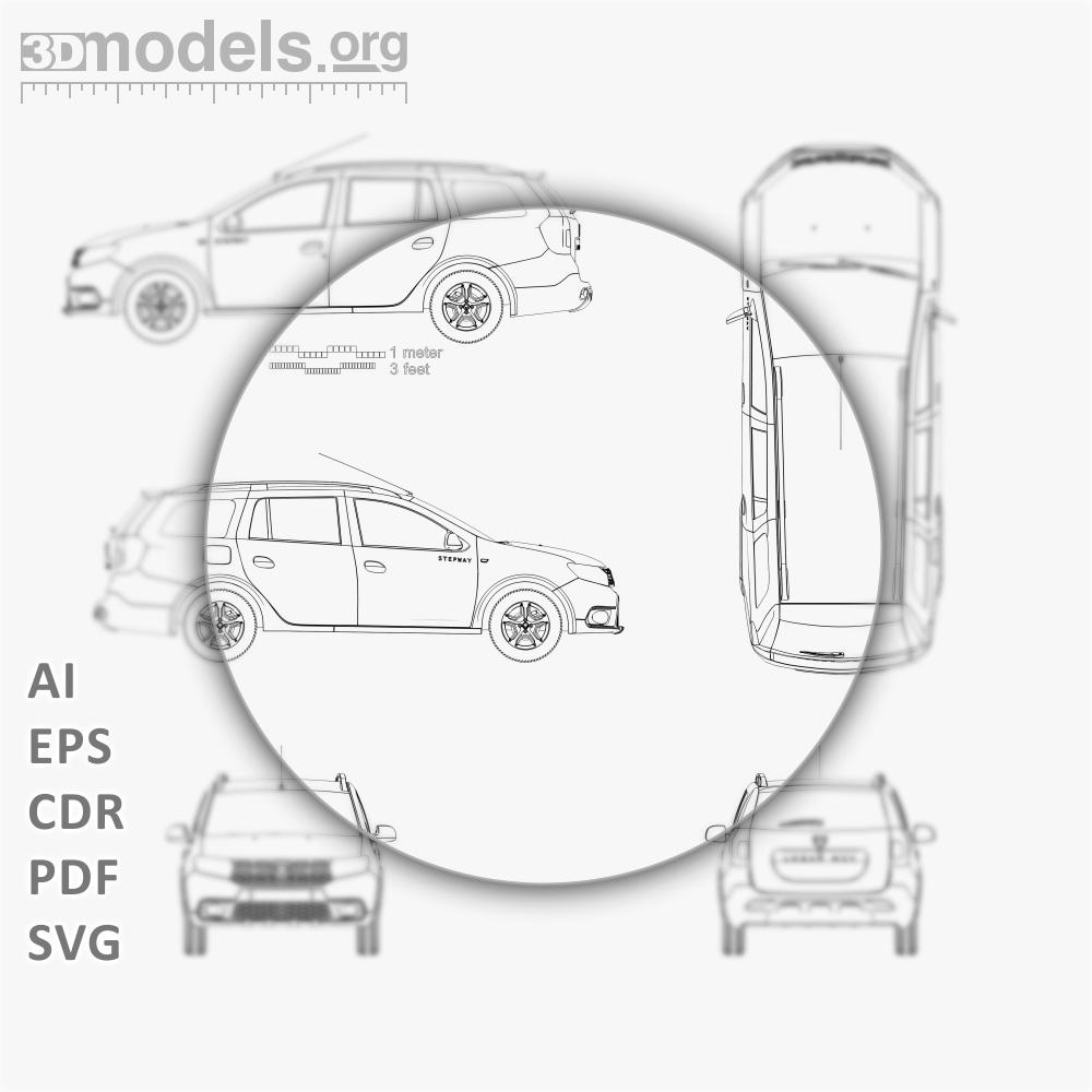 Dacia Logan MCV Stepway 2017 Vector Blueprint - 3DModels.org