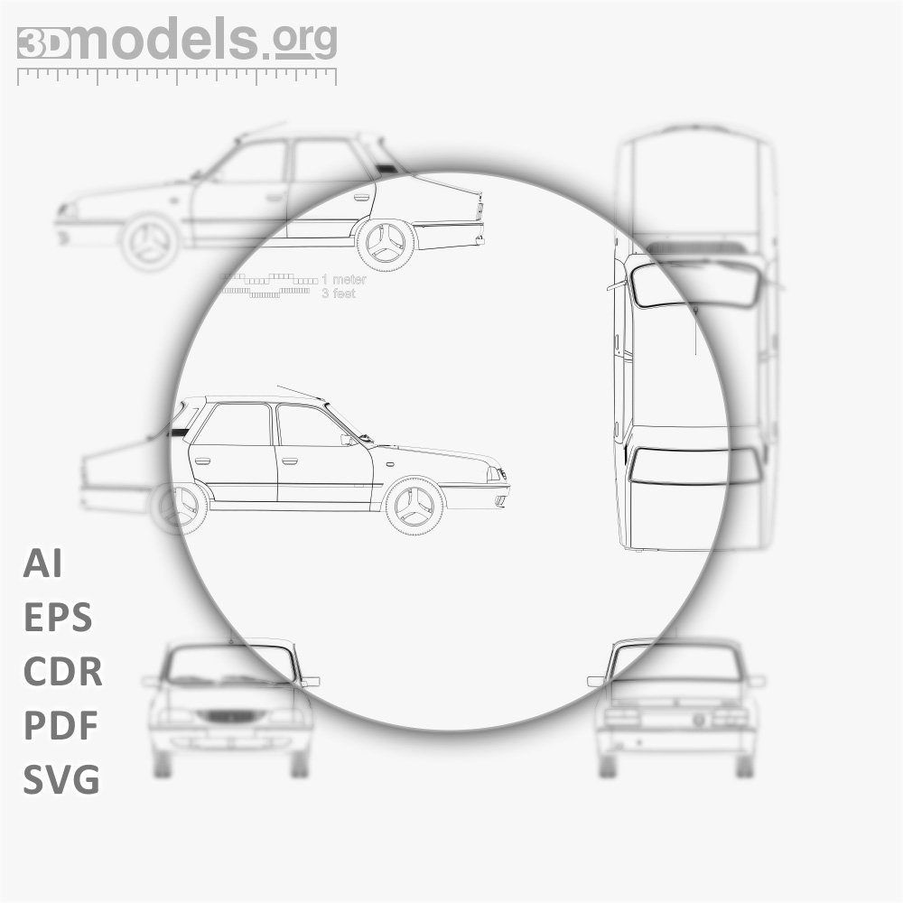 Dacia 1310 2004 Blueprint Vector - 3DModels.org