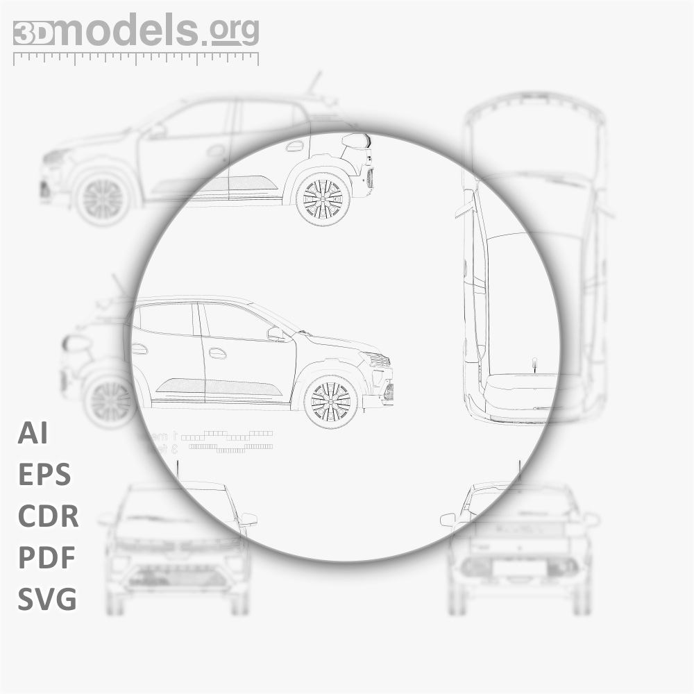 Dacia Spring 2025 Vector Blueprint - 3DModels.org