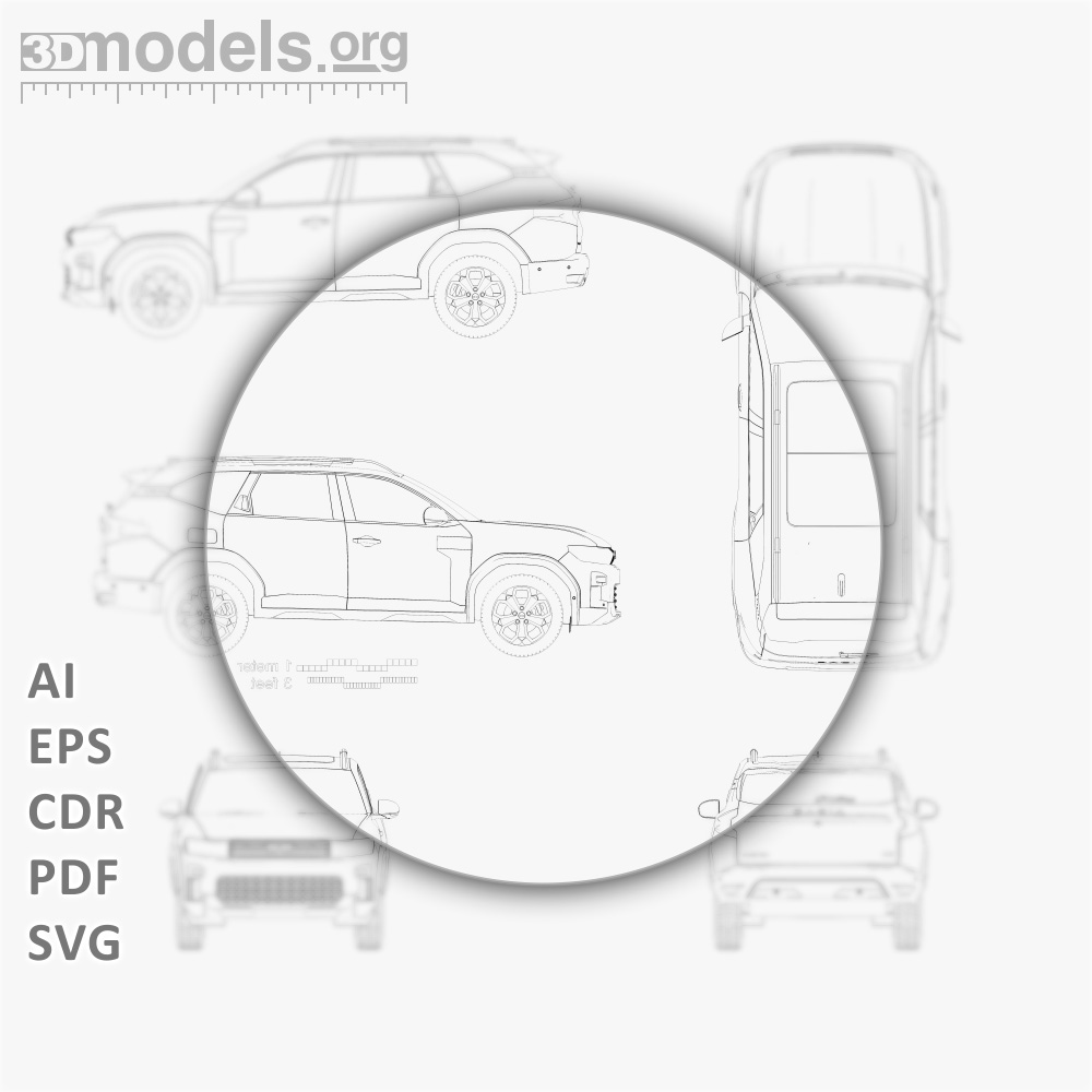 Dacia Bigster Extreme 4×4 2025 Vector Blueprint - 3DModels.org