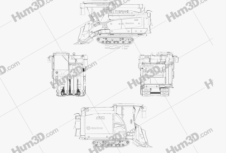 Daedong DXM120 Combine Harvester 2022 Blueprint - 3DModels.org