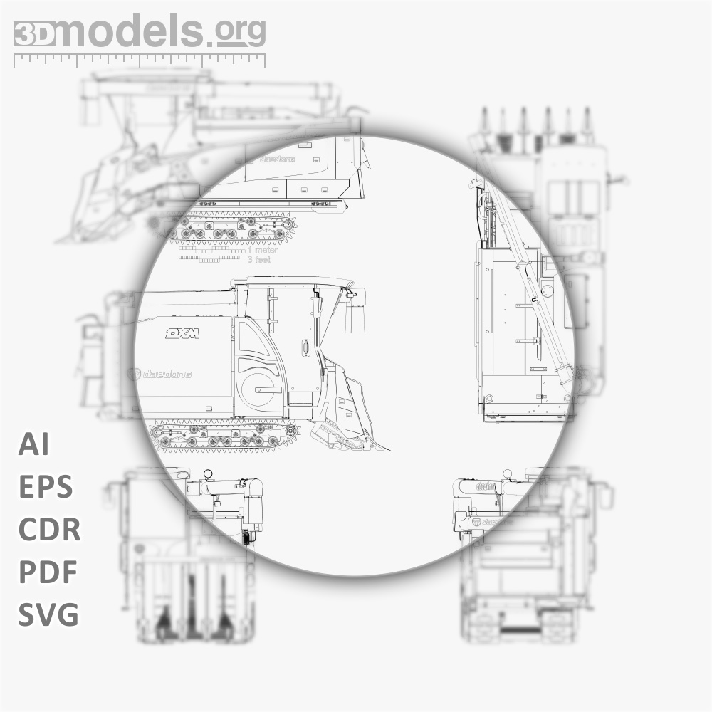 Daedong DXM120 Mähdrescher 2025 Vektor-Blaupause - 3DModels.org