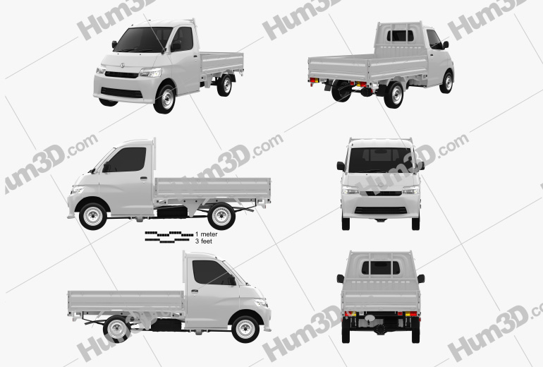 Daihatsu Gran Max Dropside 2020 Blueprint Template - 3DModels.org