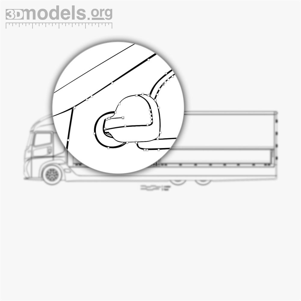 Daimler E-Fuso Vision One Box Truck 2020 Vector Blueprint - 3DModels.org