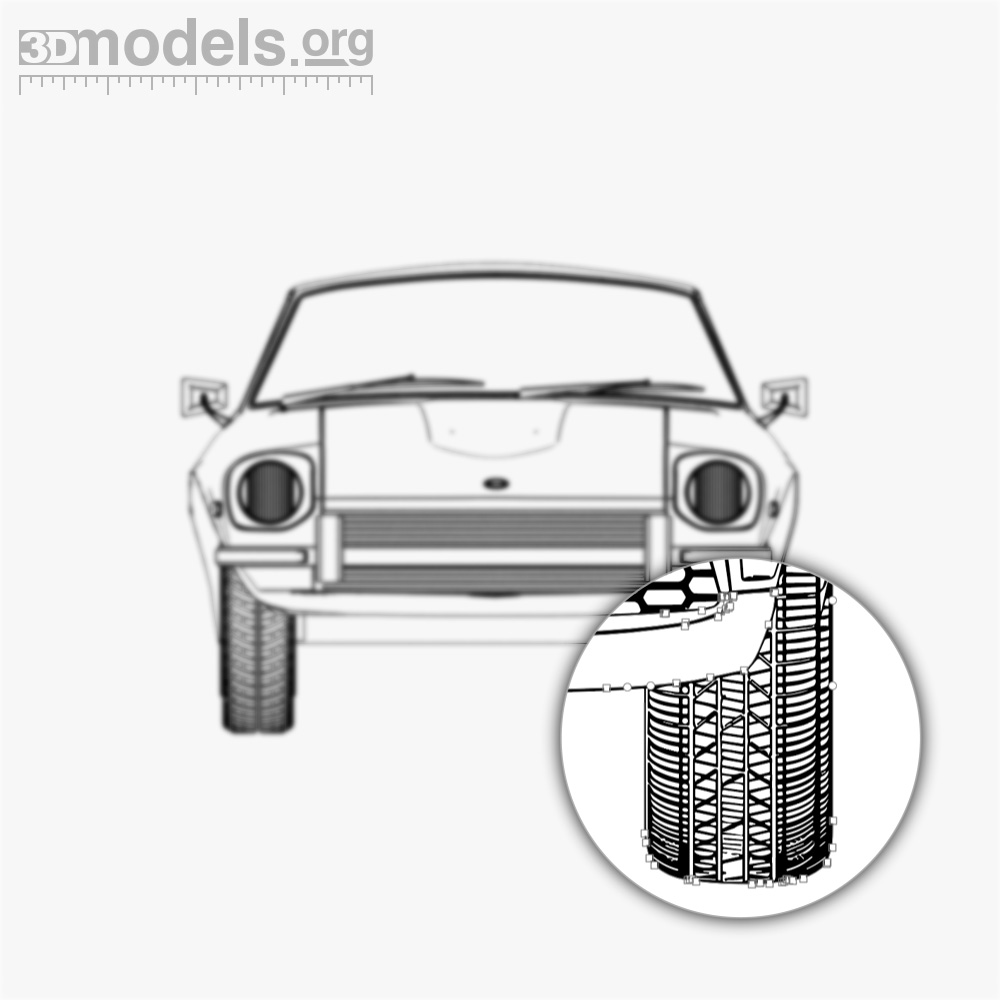 Datsun 240Z 1970 Vector Blueprint - 3DModels.org