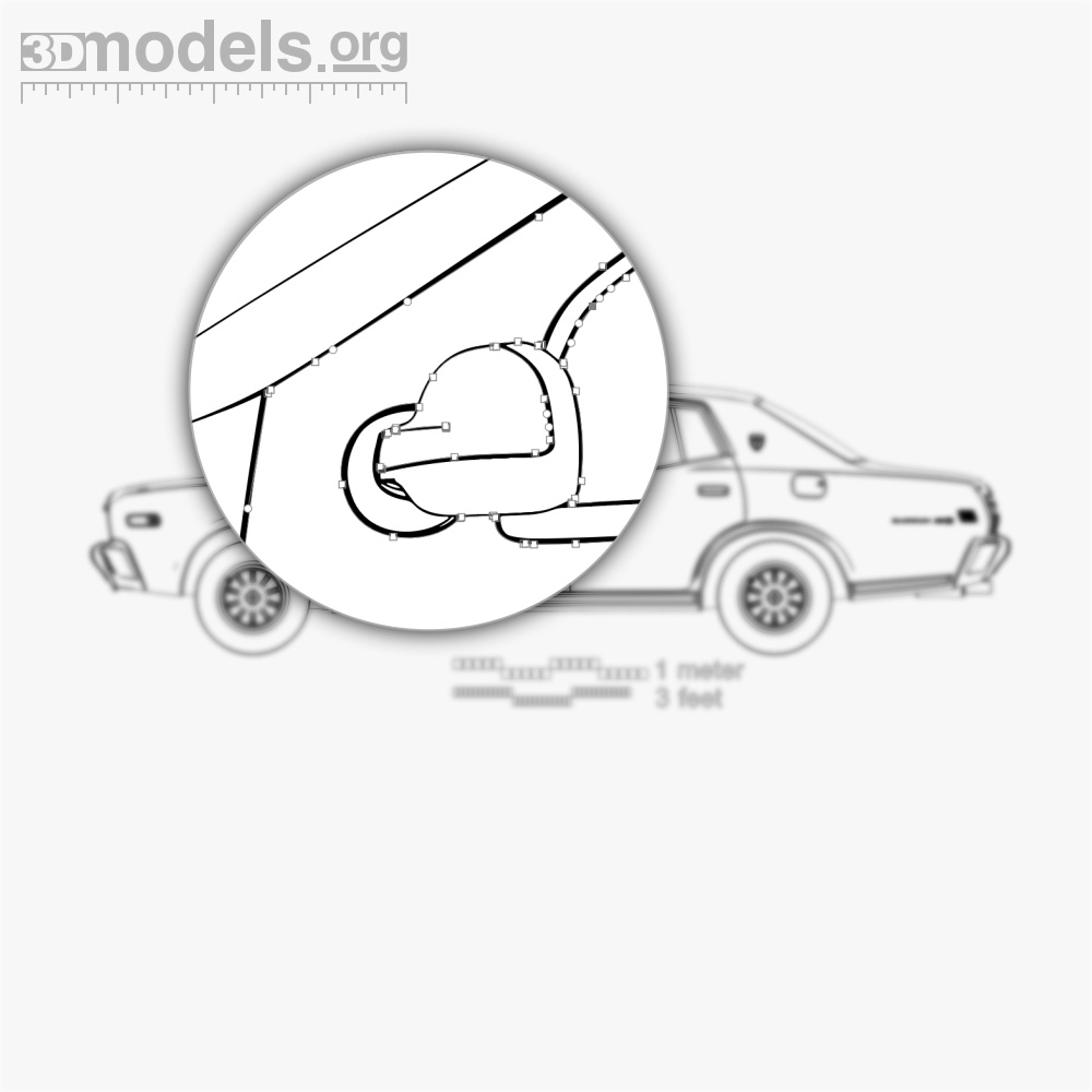 Datsun 280C sedan 1979 Vector Blueprint - 3DModels.org