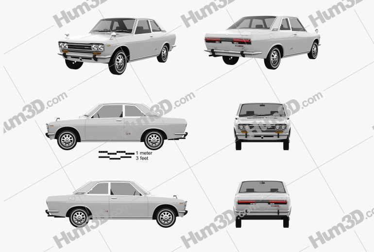 Datsun Bluebird 1600 SSS Coupé 1968 Modelo de Planta - 3DModels.org