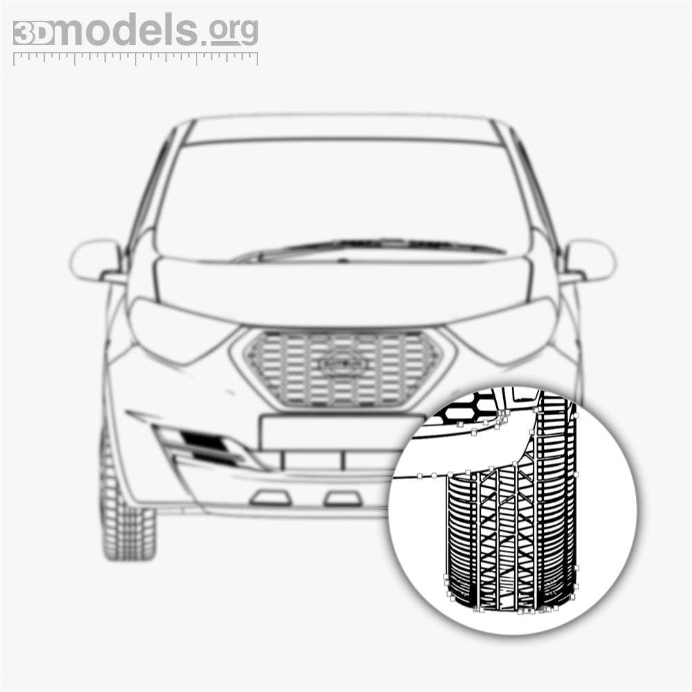 Datsun Redi GO 2019 Vector Blueprint - 3DModels.org