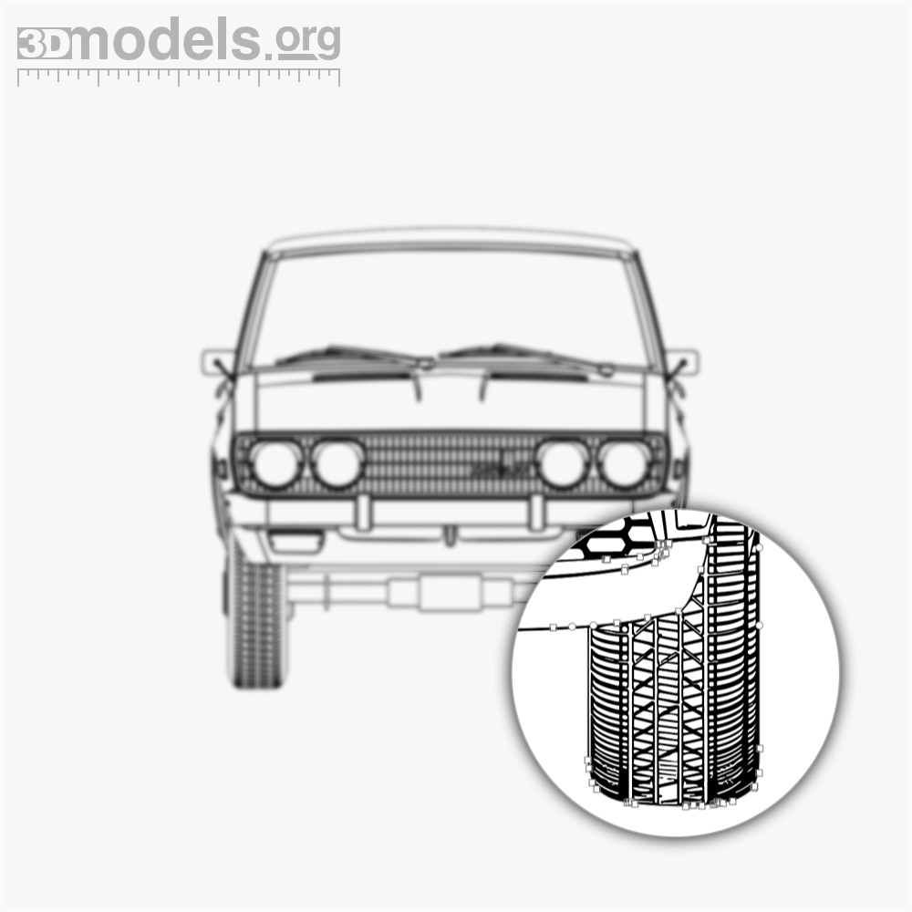Datsun 620 King Cab 1977 Vector Blueprint - 3DModels.org