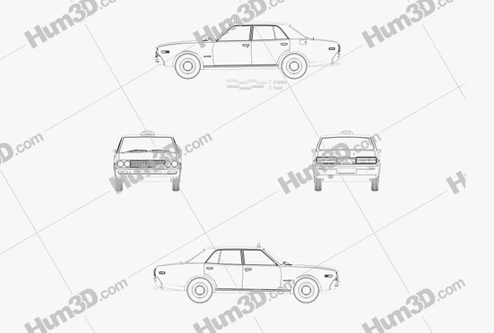 Taxi car blueprints Download in PNG - 3DModels.org
