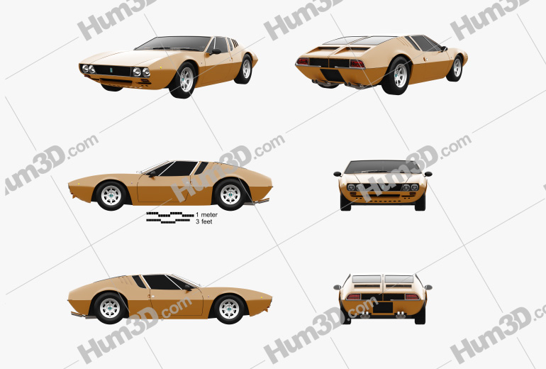 De Tomaso Mangusta 1967 Blueprint Template - 3DModels.org