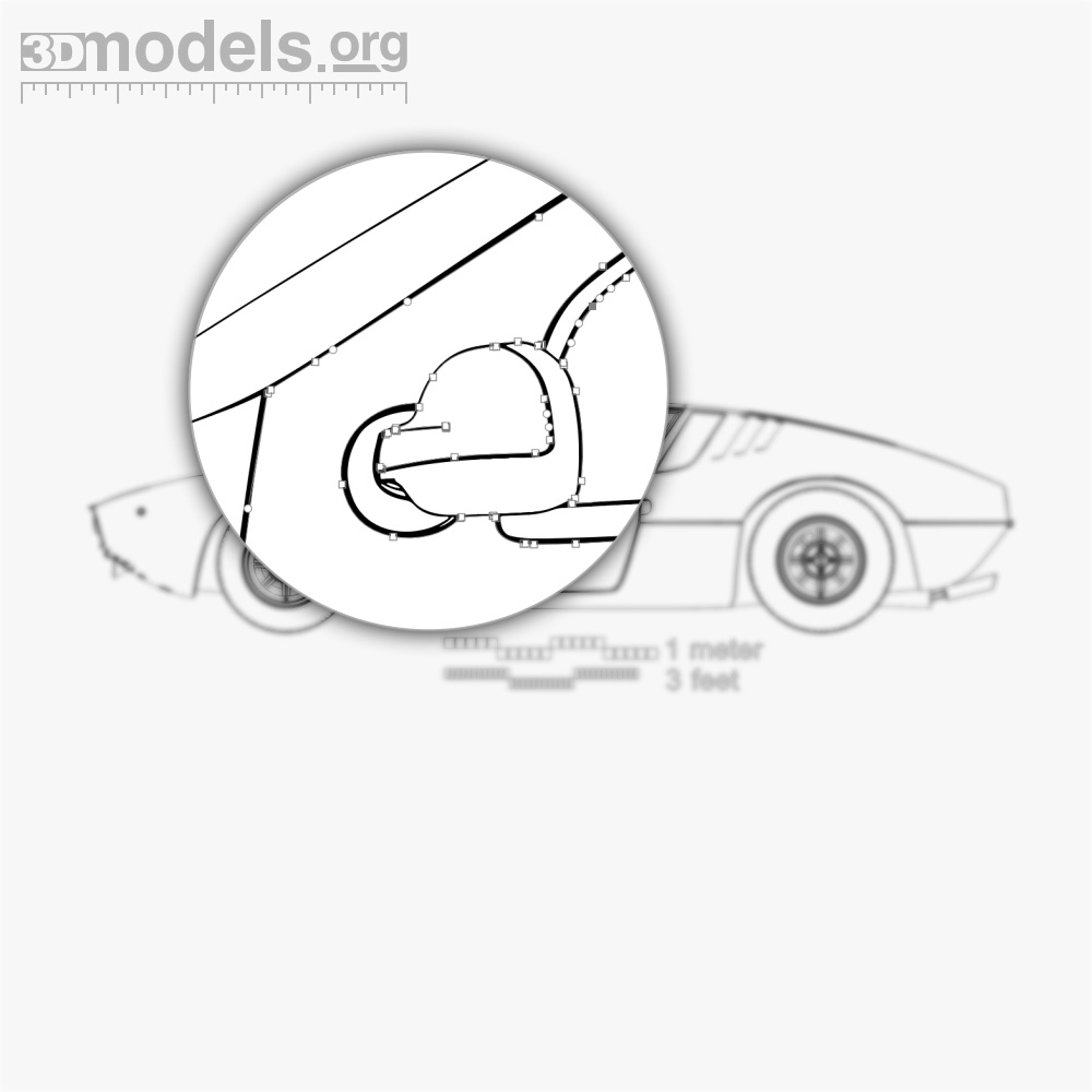 De Tomaso Mangusta 1967 Vector Blueprint - 3DModels.org