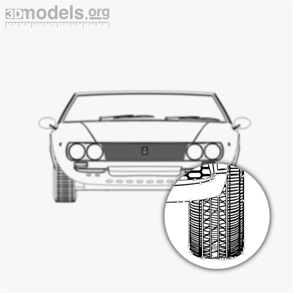 De Tomaso Mangusta 1967 Vector Blueprint - 3DModels.org