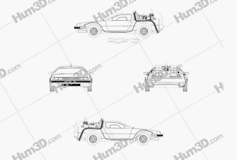 DeLorean DMC-12 de Regreso al Futuro PlanoTécnico - 3DModels.org