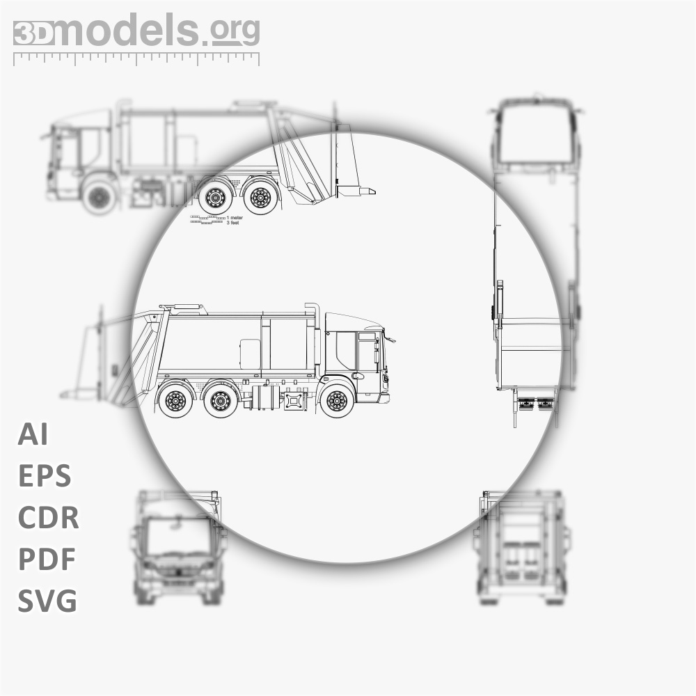 Dennis Eagle Elite 6 Olympus Refuse Truck 2017 Vector Blueprint ...