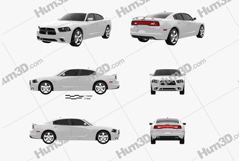 Dodge Charger (LX) 2012 Blueprint Template - 3DModels.org