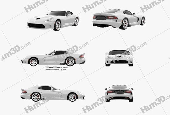 Dodge Viper blueprints Download in PNG - 3DModels.org