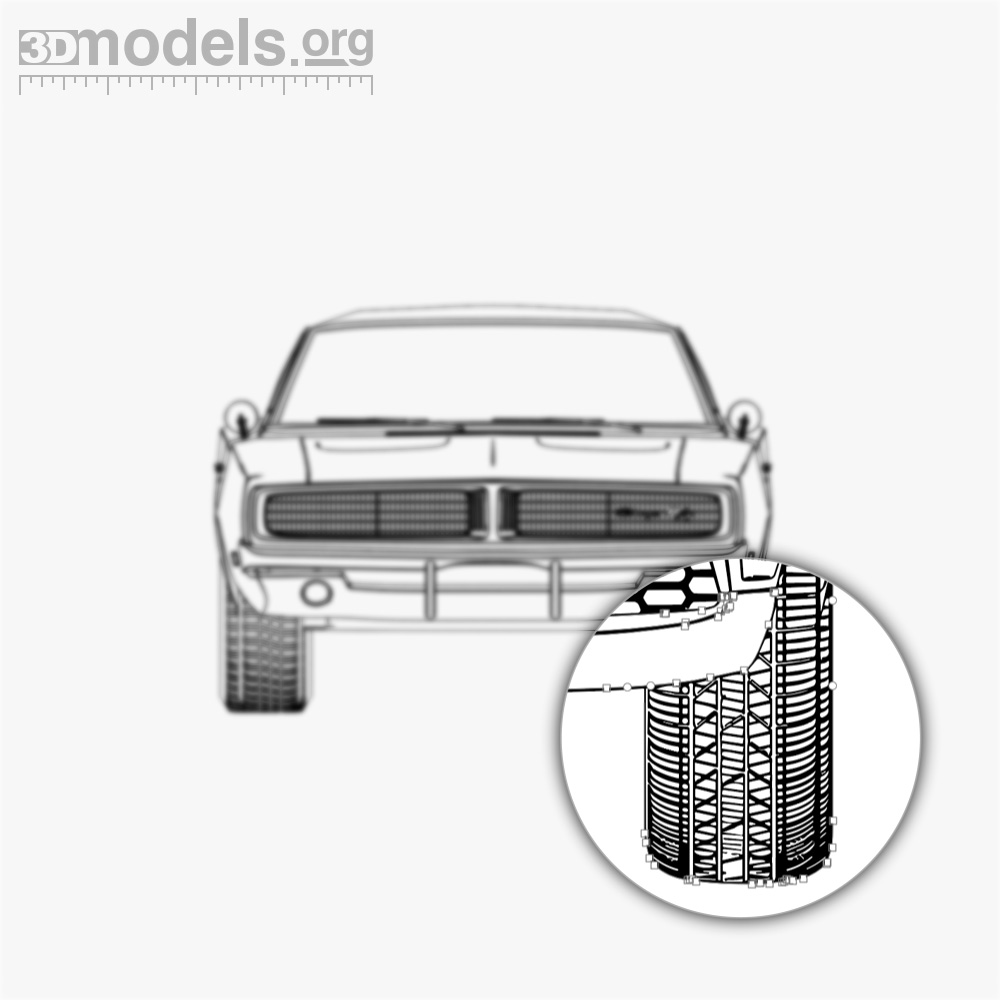 Dodge Charger RT 1969 Vector Blueprint - 3DModels.org