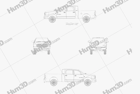 Dodge Ram 1500 blueprints Download in PNG - 3DModels.org