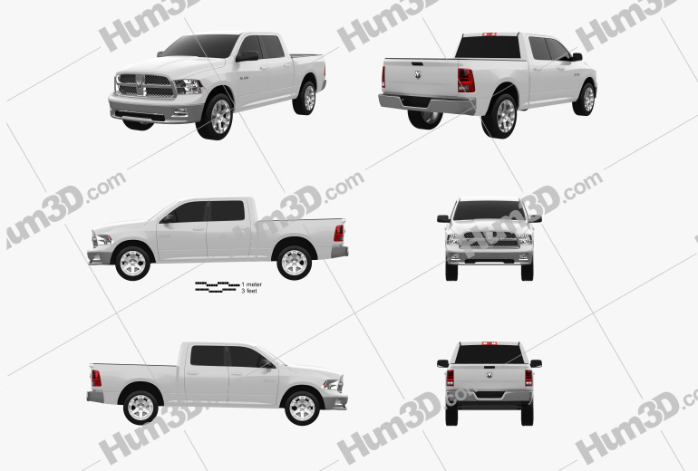 Dodge Ram 1500 Crew Cab Big Horn 5-foot 7-inch Box 2012 Blueprint ...