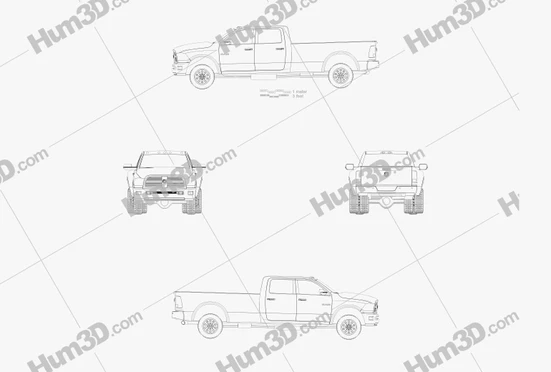 Dodge ram blueprints Descargar en PNG - 3DModels.org