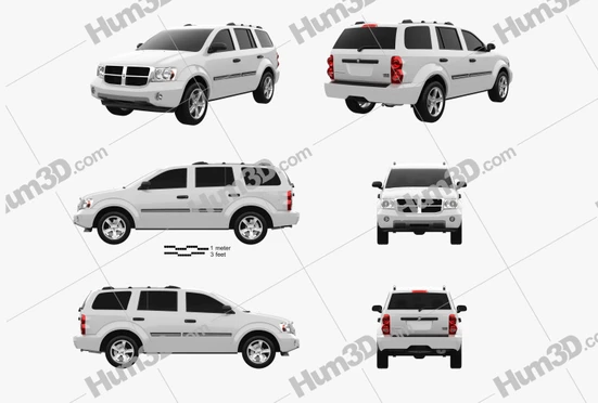 Dodge Durango blueprints Download in PNG - 3DModels.org