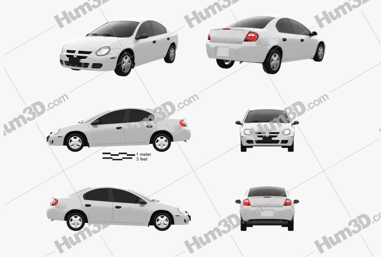Dodge Neon 2005 Blueprint Template - 3DModels.org