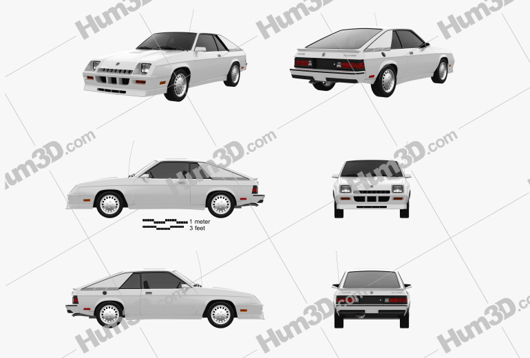 Dodge Charger L-body 1987 Blueprint Template - 3DModels.org