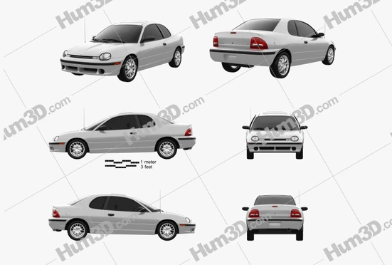 Dodge Neon blueprints Download in PNG - 3DModels.org