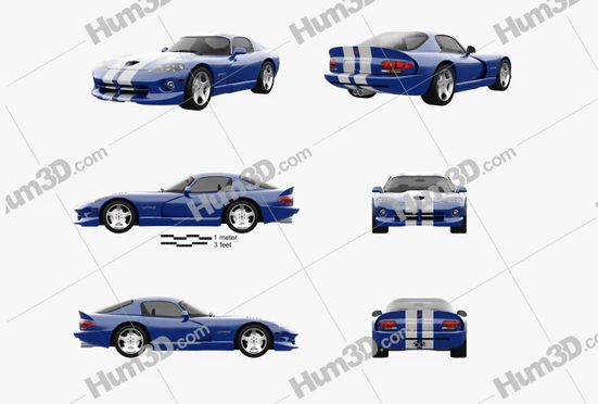 Dodge Viper blueprints Download in PNG - 3DModels.org
