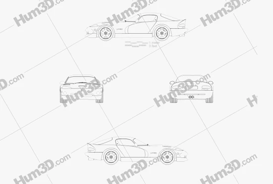 Dodge Viper blueprints Download in PNG - 3DModels.org