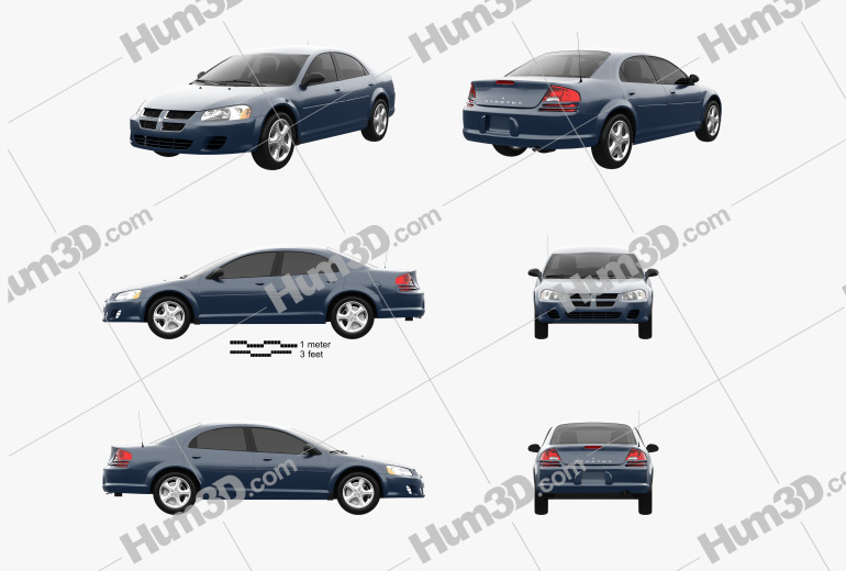 Dodge Stratus 2006 Blueprint Template - 3DModels.org