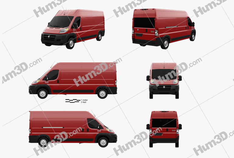Dodge Ram ProMaster Cargo Van L3H2 2014 Blueprint Template - 3DModels.org