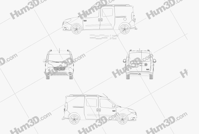 Dodge Ram ProMaster City Wagon 2018 Blueprint - 3DModels.org