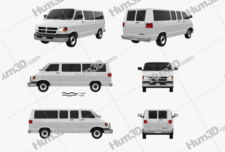 Dodge Ram Van 2004 Blueprint Template - 3DModels.org