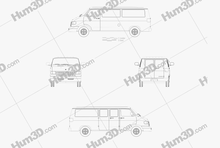 Dodge Ram Van 2004 Blueprint - 3DModels.org