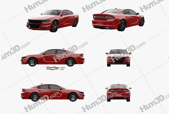 Dodge Charger blueprints Download in PNG - 3DModels.org