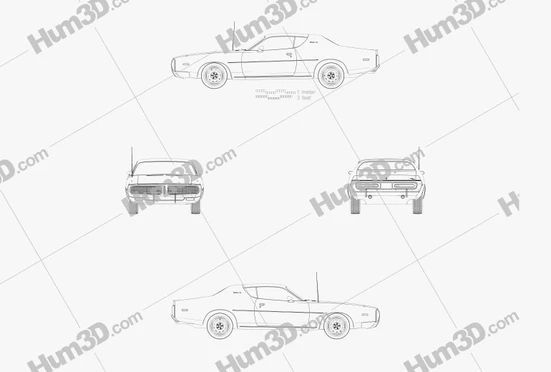 Dodge Charger blueprints Download in PNG - 3DModels.org