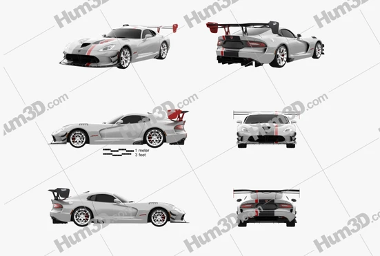 Dodge Viper blueprints Download in PNG - 3DModels.org