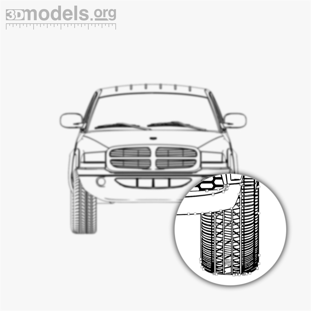 Dodge Dakota Sport Quad Cab 2004 Vector Blueprint - 3DModels.org