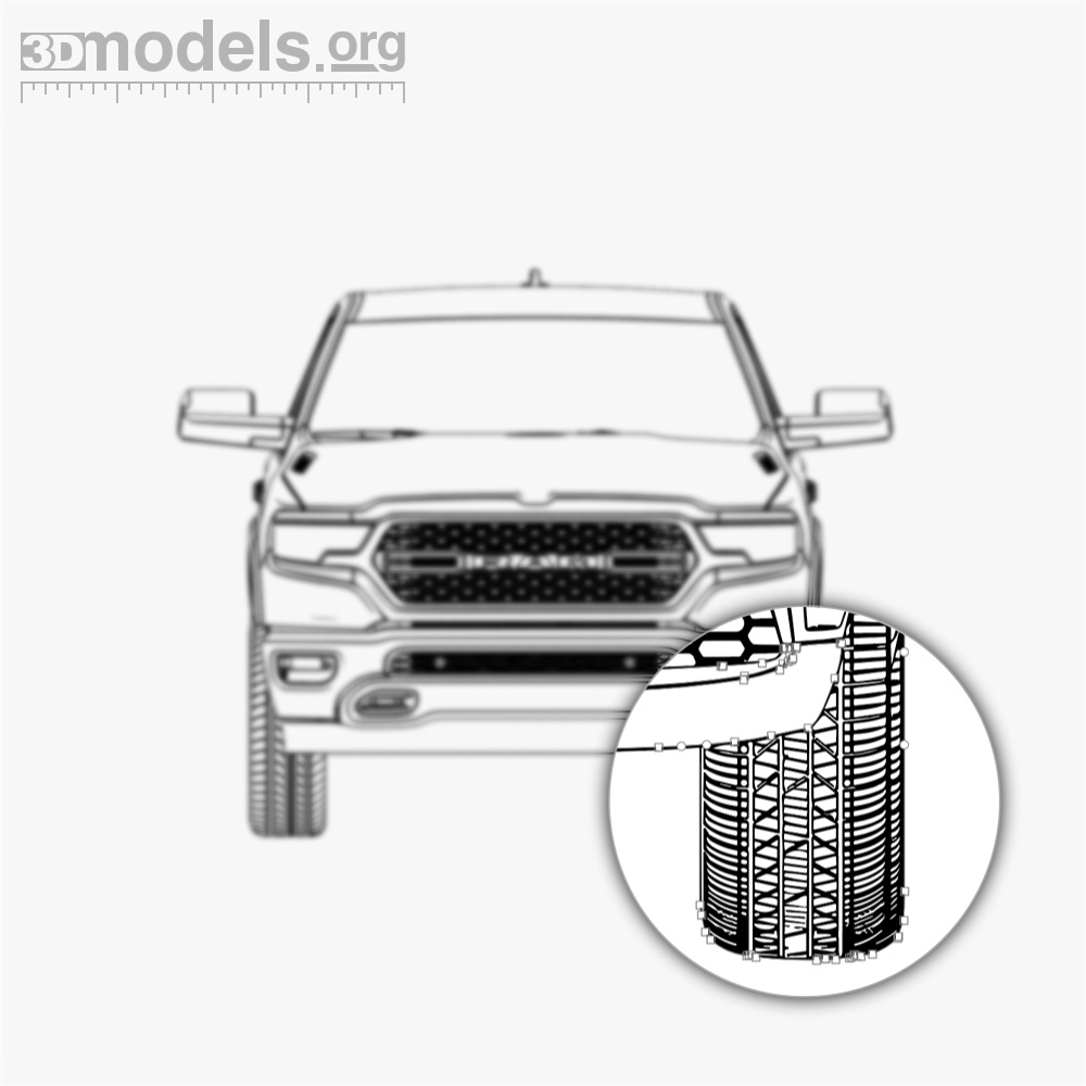 Dodge Ram 1500 Crew Cab Limited 5-foot 7-inch Box 2021 Vector Blueprint ...