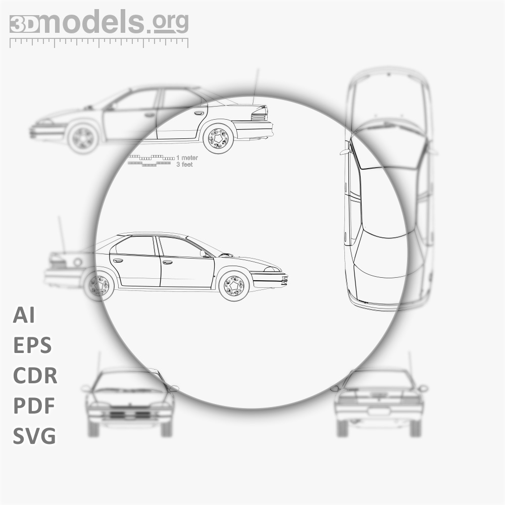 Dodge Intrepid 1997 Vector Blueprint - 3DModels.org