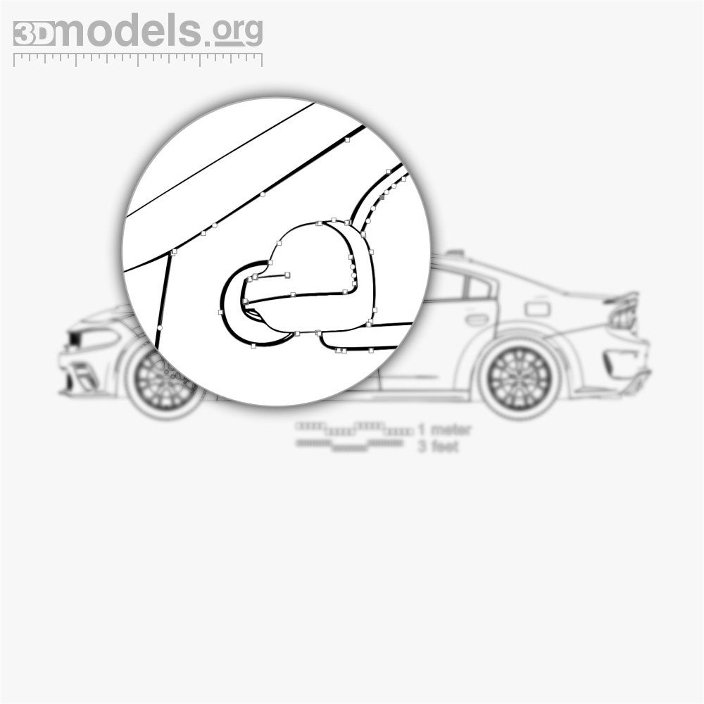 Dodge Charger SRT Hellcat Wide body 2022 Vector Blueprint - 3DModels.org