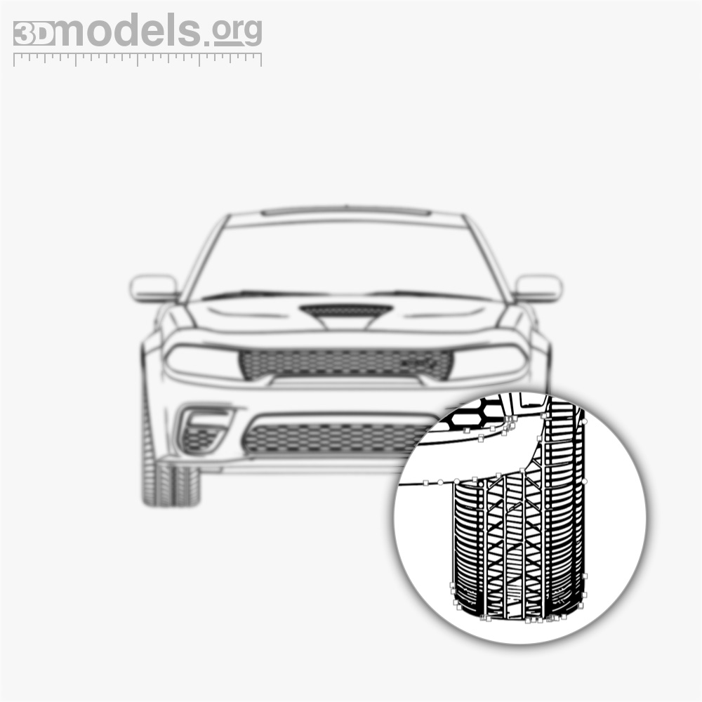 Dodge Charger SRT Hellcat Wide body 2022 Vector Blueprint - 3DModels.org