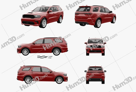 Dodge Durango blueprints Download in PNG - 3DModels.org