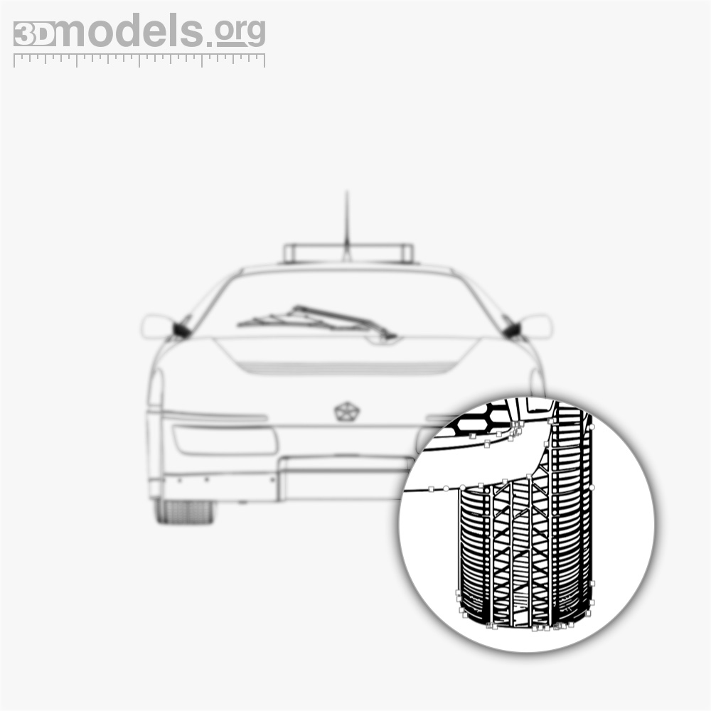 Dodge M4S PPG Turbo 컨셉트 카 1981 벡터 설계도 - 3DModels.org