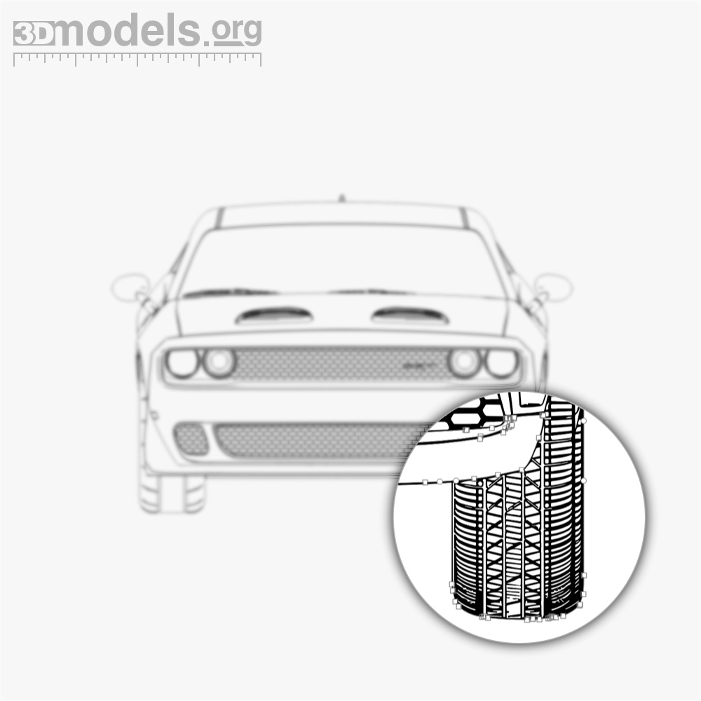 Dodge Challenger SRT Hellcat 2025 Vector Blueprint - 3DModels.org