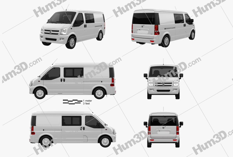 DongFeng C35 Crew Van 2009 Blueprint Template - 3DModels.org