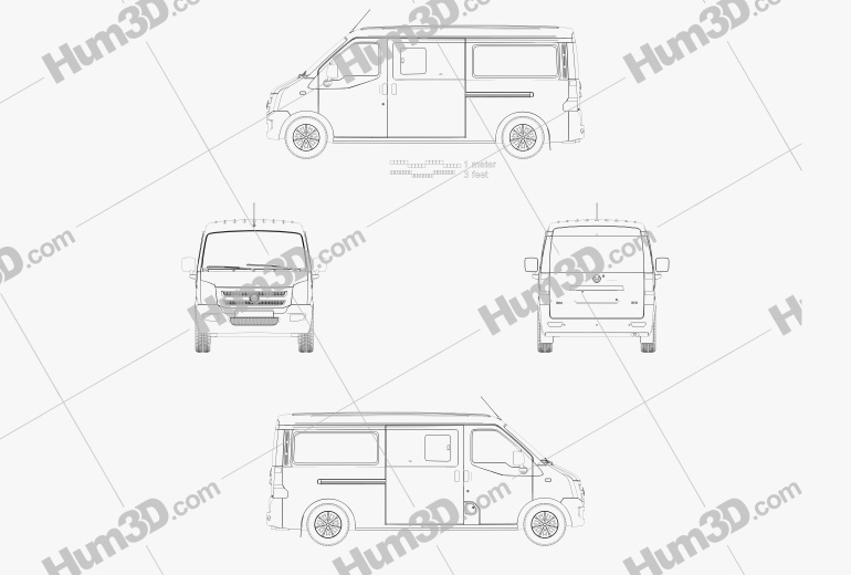 DongFeng C35 Crew Van 2009 Blueprint - 3DModels.org